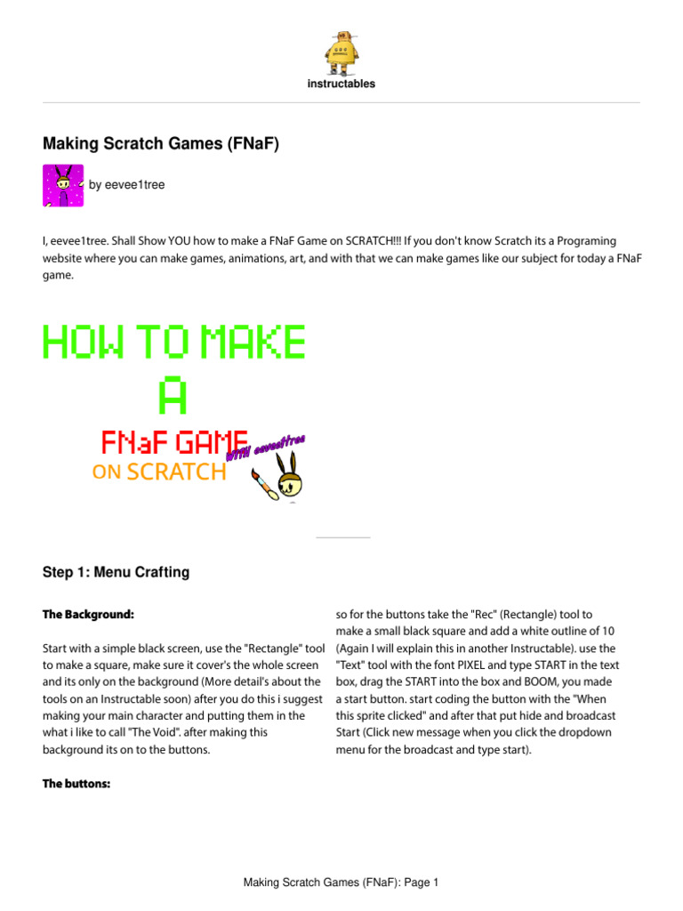 Making Scratch Games FNaF | PDF | Scratch (Programming Language) | Computing