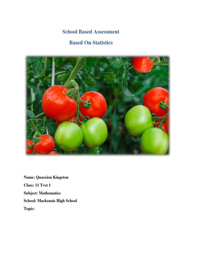Mathematics Sba | PDF | Tomato | Agriculture