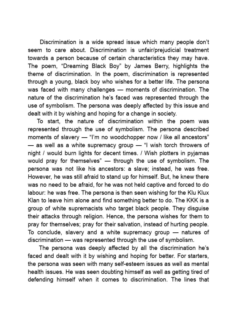 Dreaming Black Boy Essay | PDF | White Supremacy | Ku Klux Klan