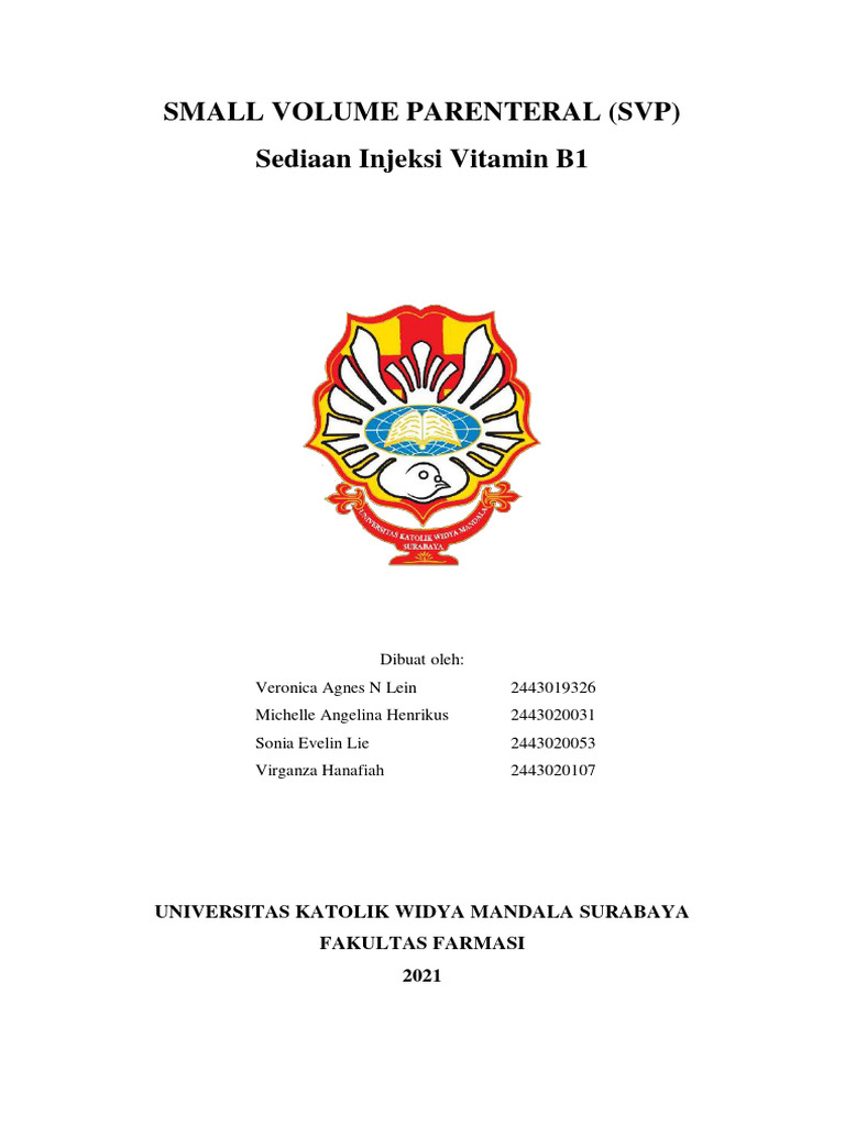 Gol U - Kel 8 - Sediaan Injeksi Vit B1 - Laporan Lengkap | PDF