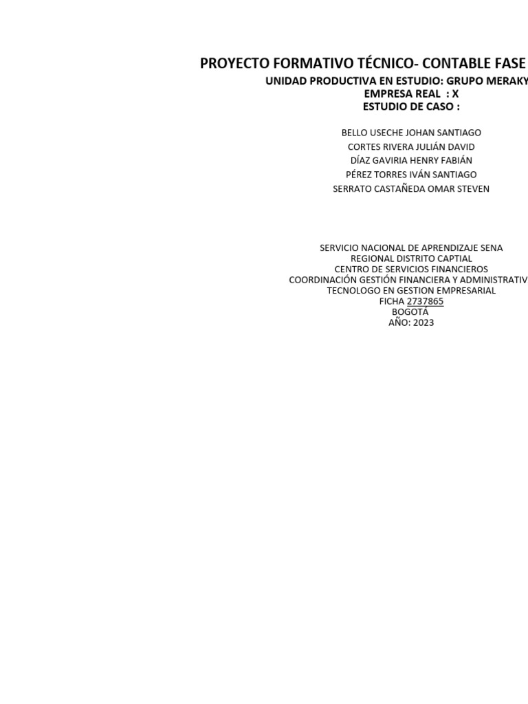 Proyecto Formativo Contable Ficha 2737865 GAES 1 | PDF | Contabilidad | Depreciación