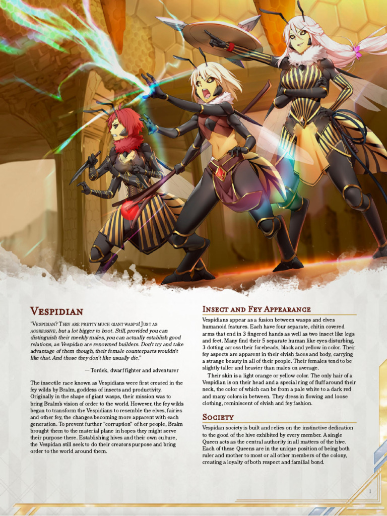 Vespidian Homebrew Race | PDF | Fairies