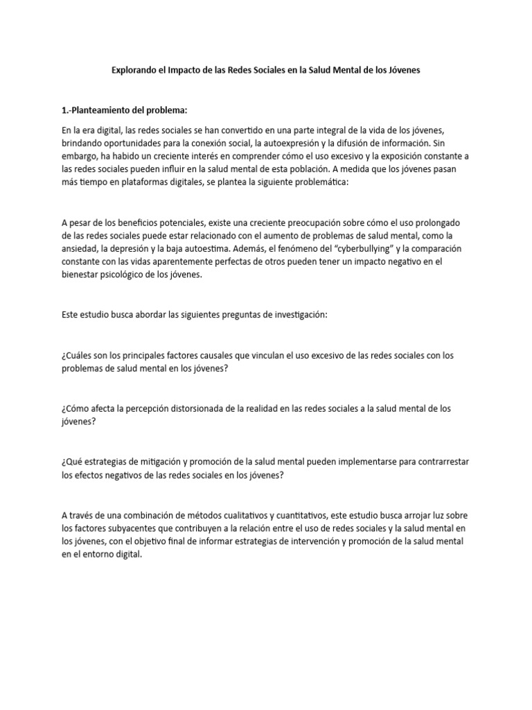Explorando El Impacto de Las Redes Sociales en La Salud Mental de Los ...