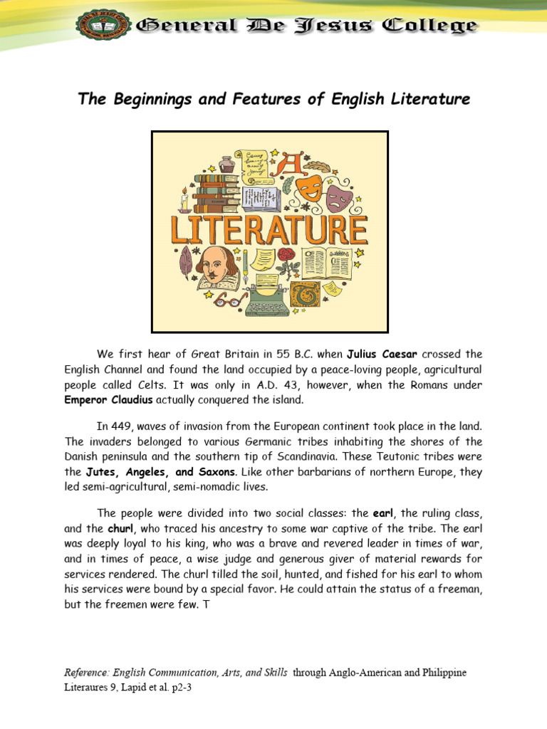The Beginnings and Features of English Literature | PDF | Germanic ...