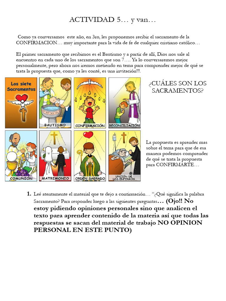 ACTIVIDAD 5 Los Sacramentos | PDF | Sacramentos | Bautismo