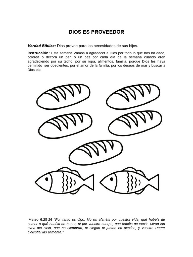 DIOS ES PROVEEDOR - Tarea y Recurso | PDF | Cocina, comidas y vino