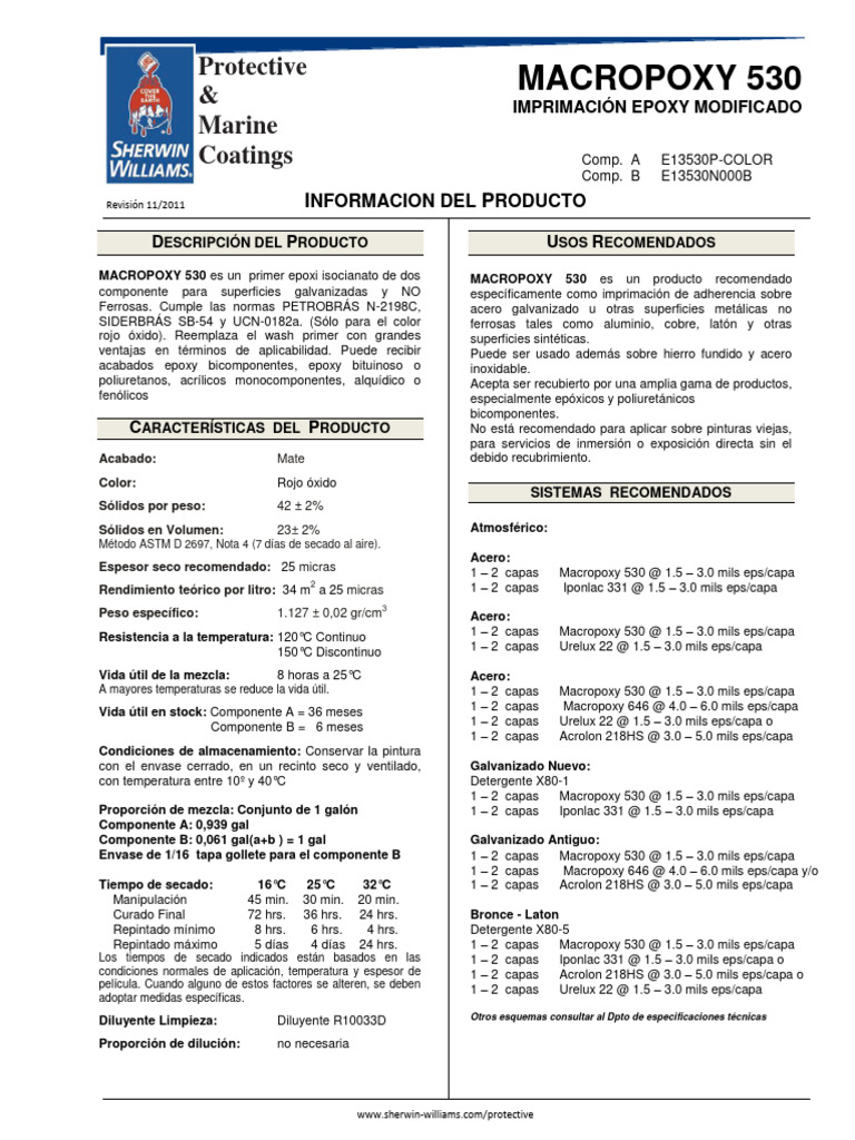 Imprimación Epóxica Macropoxy 530 | PDF | Epoxy | Acero