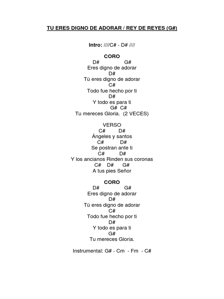 Tu Eres Digno de Adorar (G#) Version Hombre) | PDF