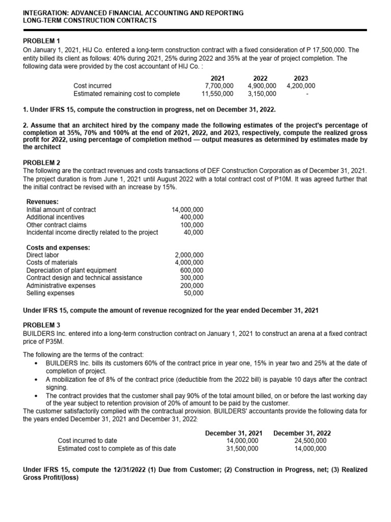 IFRS 15: Long-Term Construction Accounting | PDF | Revenue | Cost