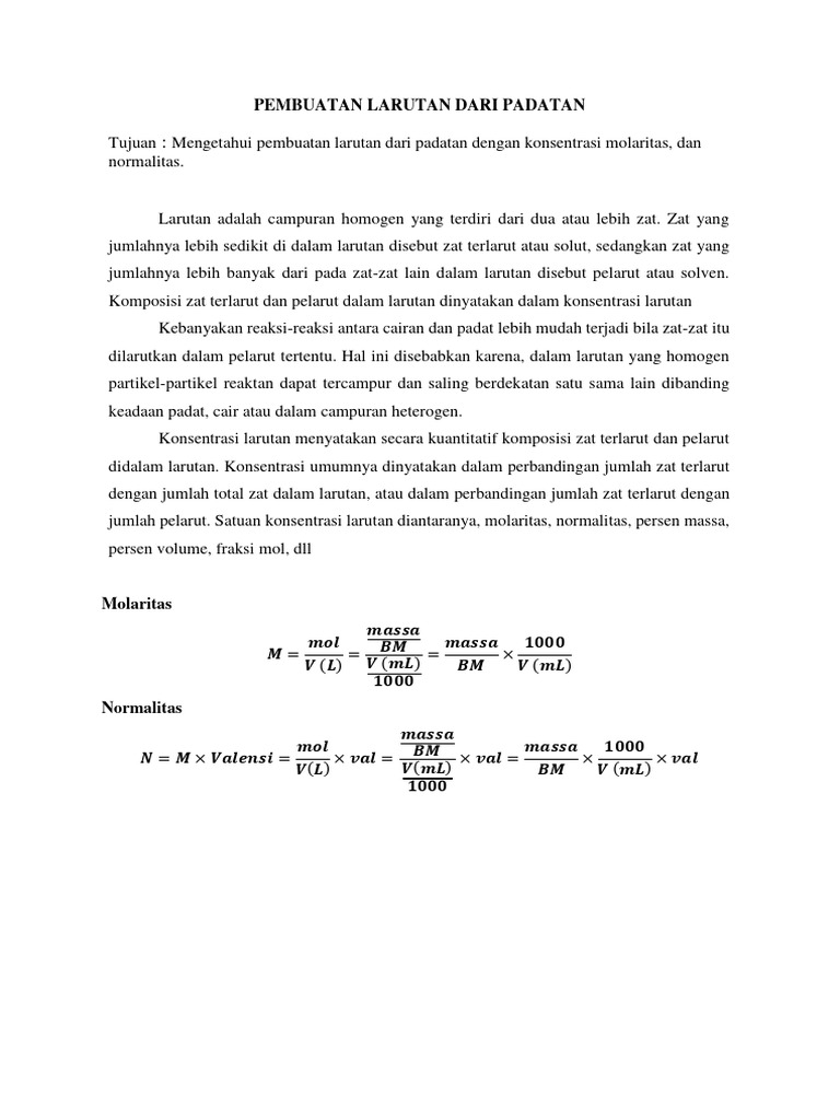 Pembuatan Larutan Dari Padatan | PDF