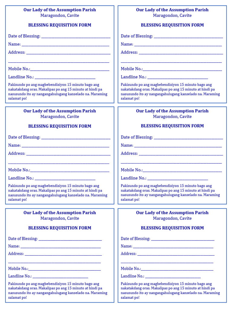 Blessing Requisition Form | PDF
