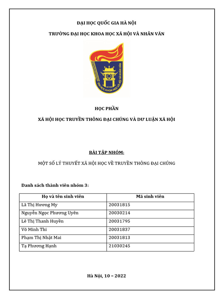 Bài tập nhóm XHH | PDF