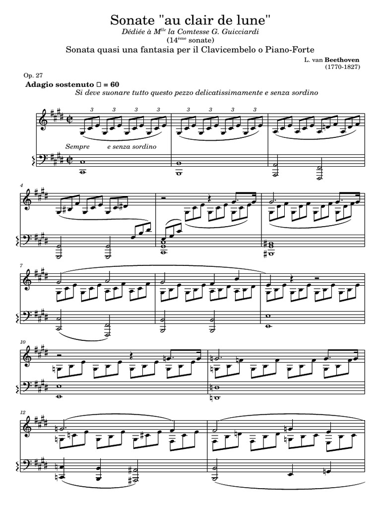 Beethoven - Sonate Au Clair de Lune | PDF | Musical Forms | Musical Compositions