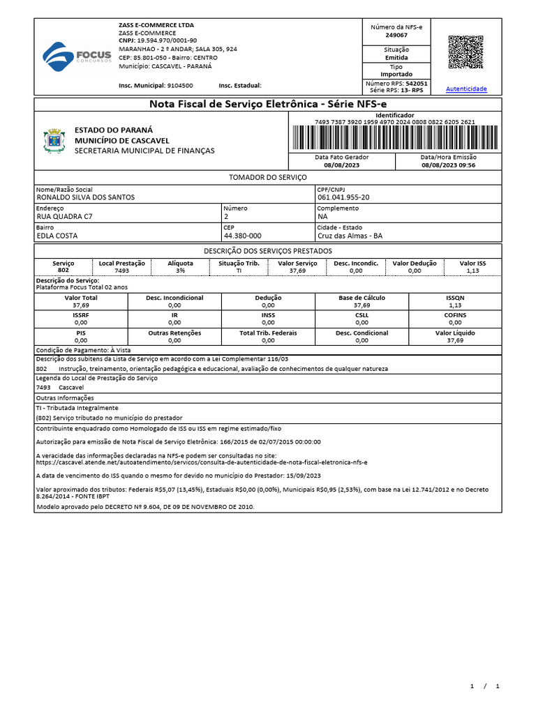 Emissão NFS-e | PDF | Business | Impostos
