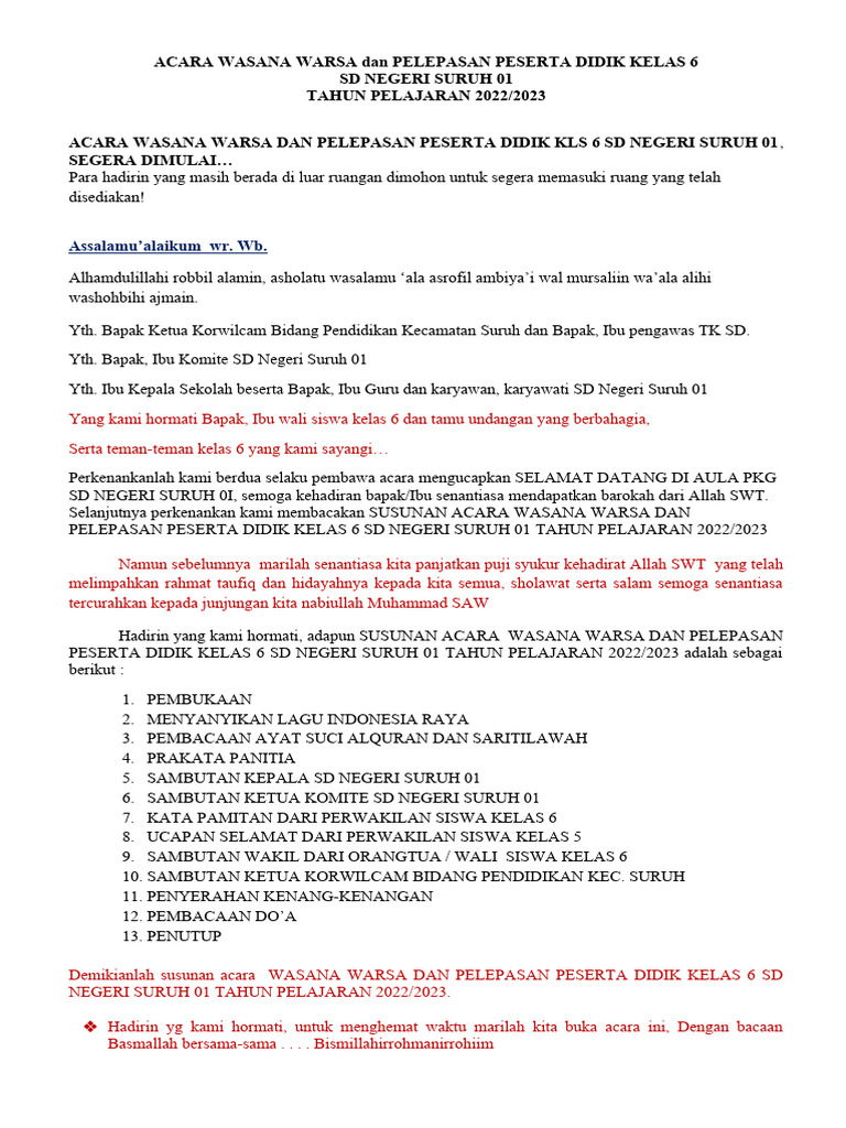 Acara Wasana Warsa | PDF