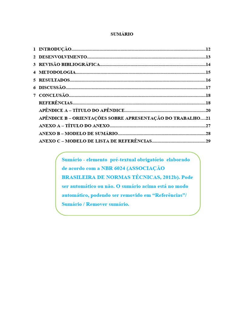 13 Modelo Sumario Abnt | PDF