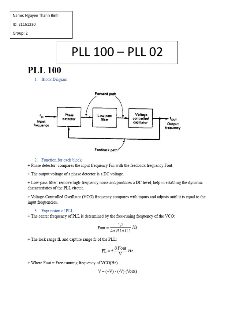PLL 100 | PDF | Information And Communications Technology | Electronics