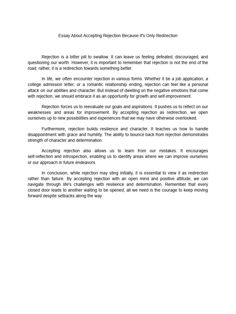 Accepting Rejection Because It's Only Redirection | PDF