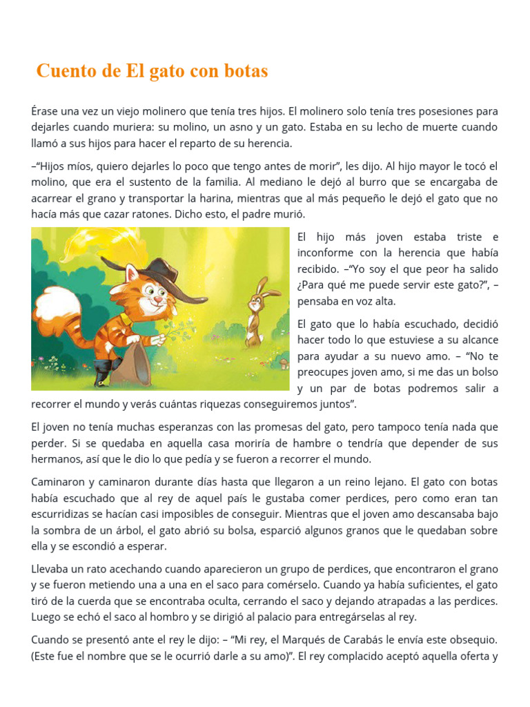 Cuento de El Gato Con Botas | PDF | El patito feo