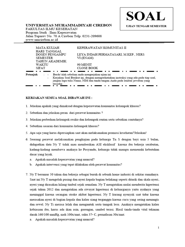 Soal Uts Kep Komunitas Ii Ekstensi | PDF