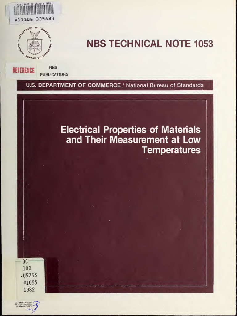 Electrical Properties of Materials and Their Measurement at Low ...