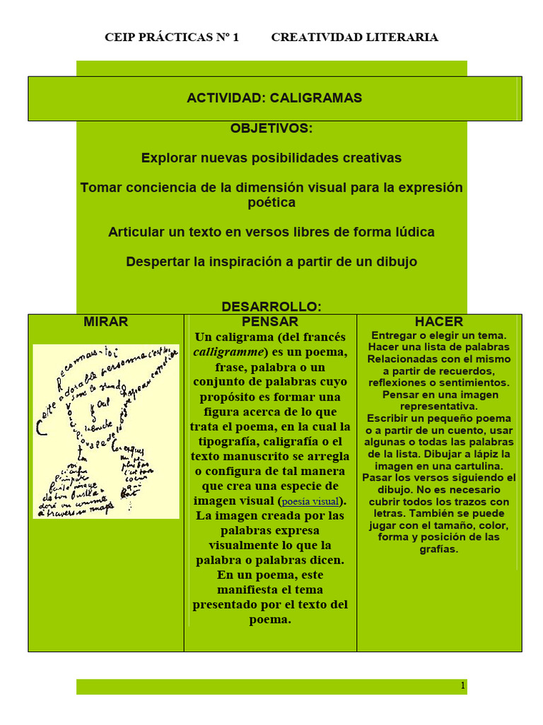 fichas-de-caligramas | PDF | Poesía | Dibujo