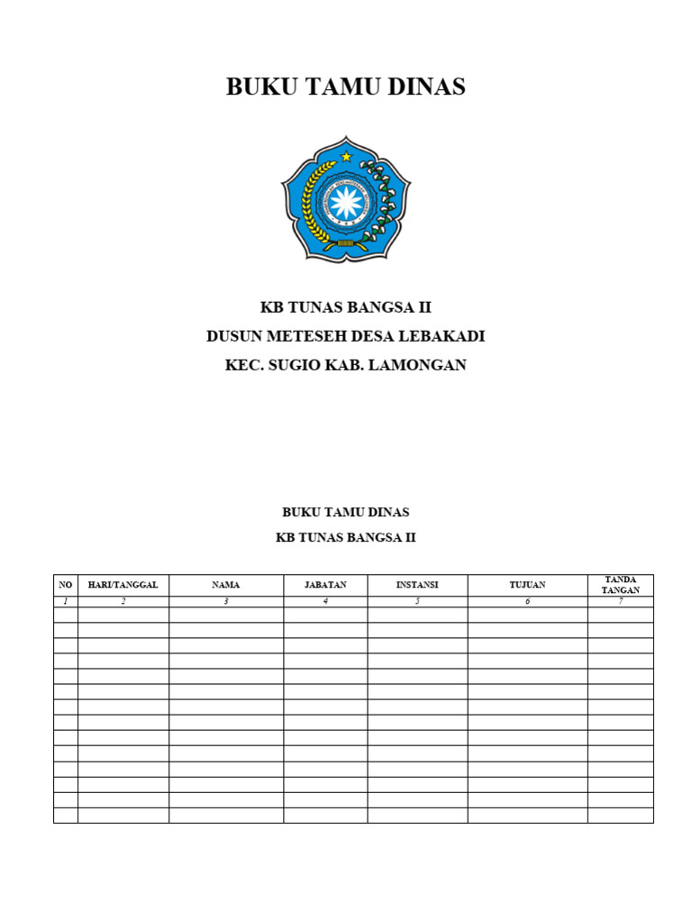 Buku Tamu Dinas | PDF