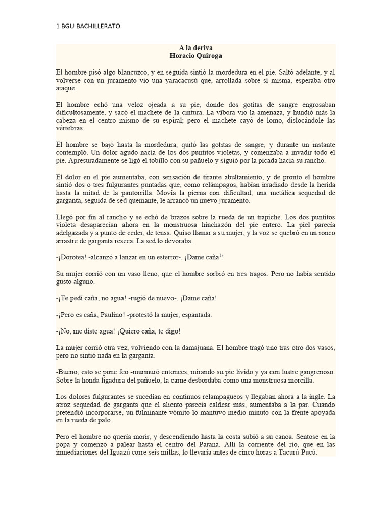 A La Deriva 2 Horacio Quiroga | PDF