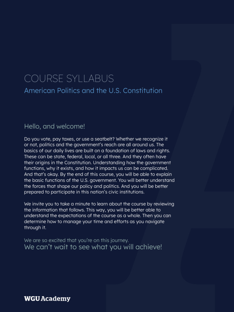 American Politics Course Syllabus | PDF | Public Opinion | Accessibility