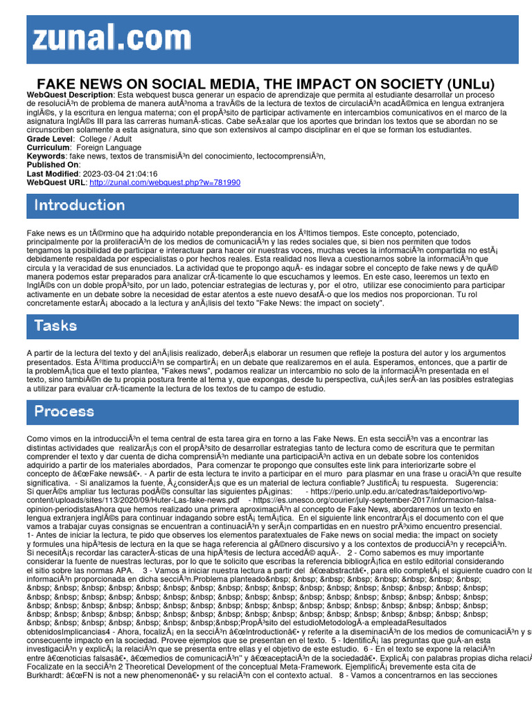 Fake News On Social Media, The Impact On Society (Unlu) | PDF | Aprendizaje | Lingüística