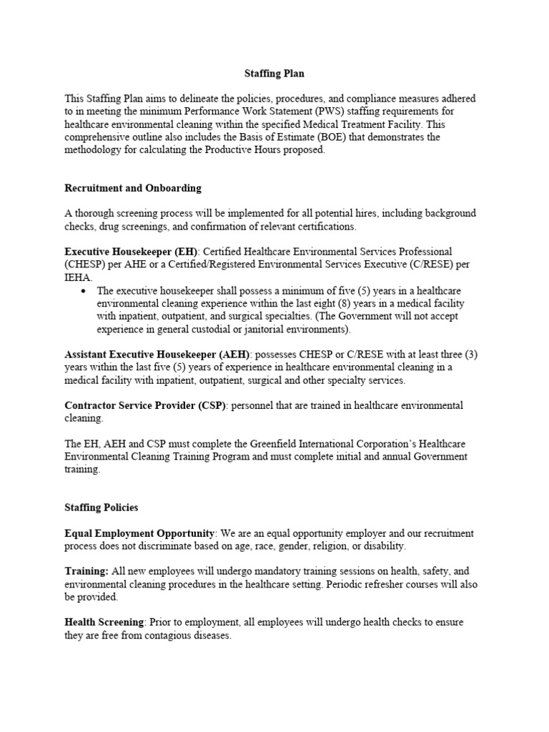 Staffing Template | PDF | Employment | Health Care