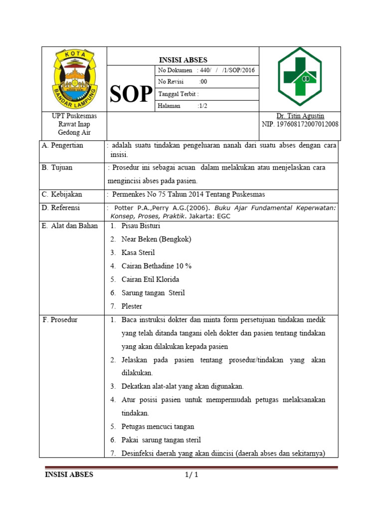 Sop Insisi Abses | PDF