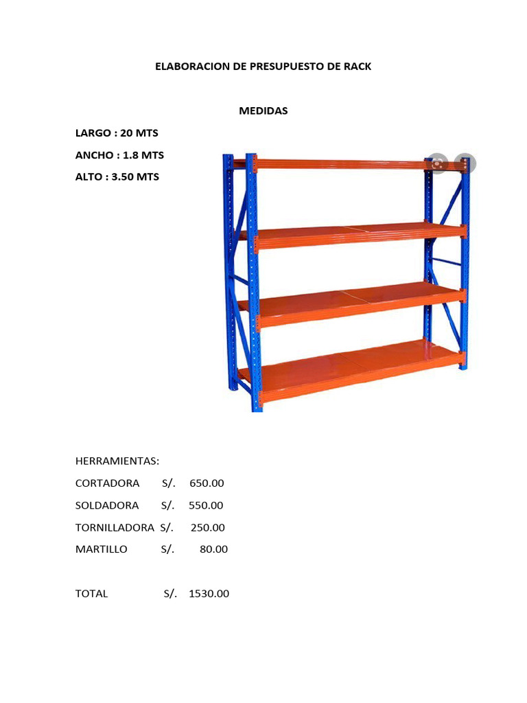 Elaboracion de Presupuesto de Rack | PDF