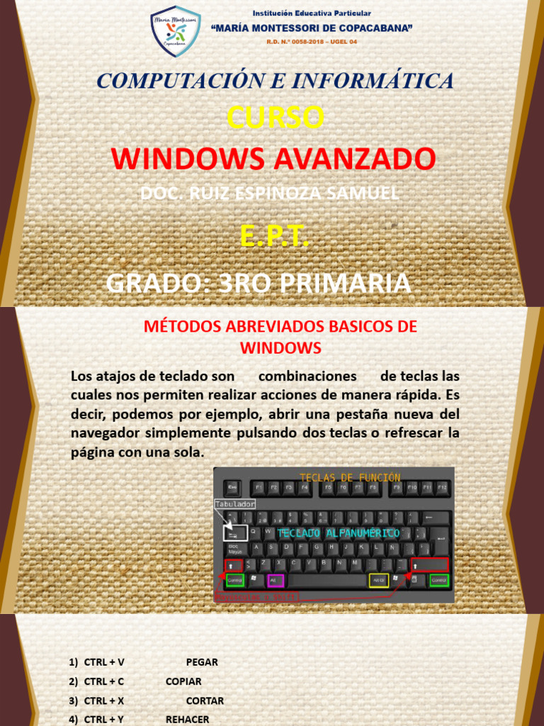 Clases de 3ro Primaria Windows Avanzado | PDF | Hardware de la ...