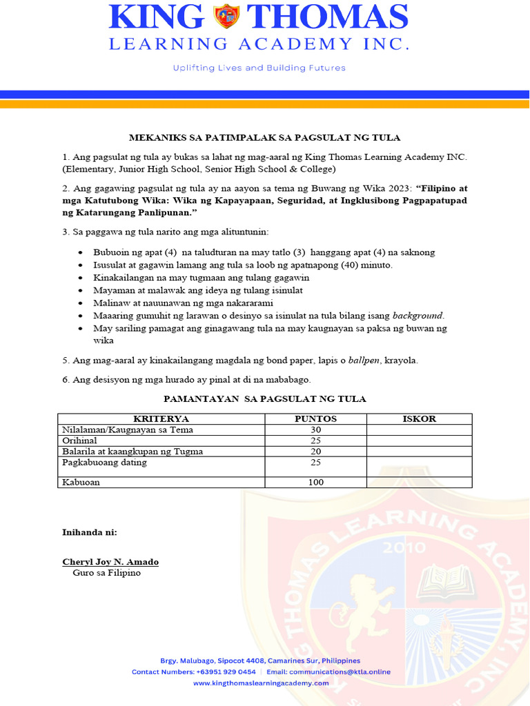 MEKANIKS-SA-PATIMPALAK-SA-PAGSULAT-NG-TULA | PDF