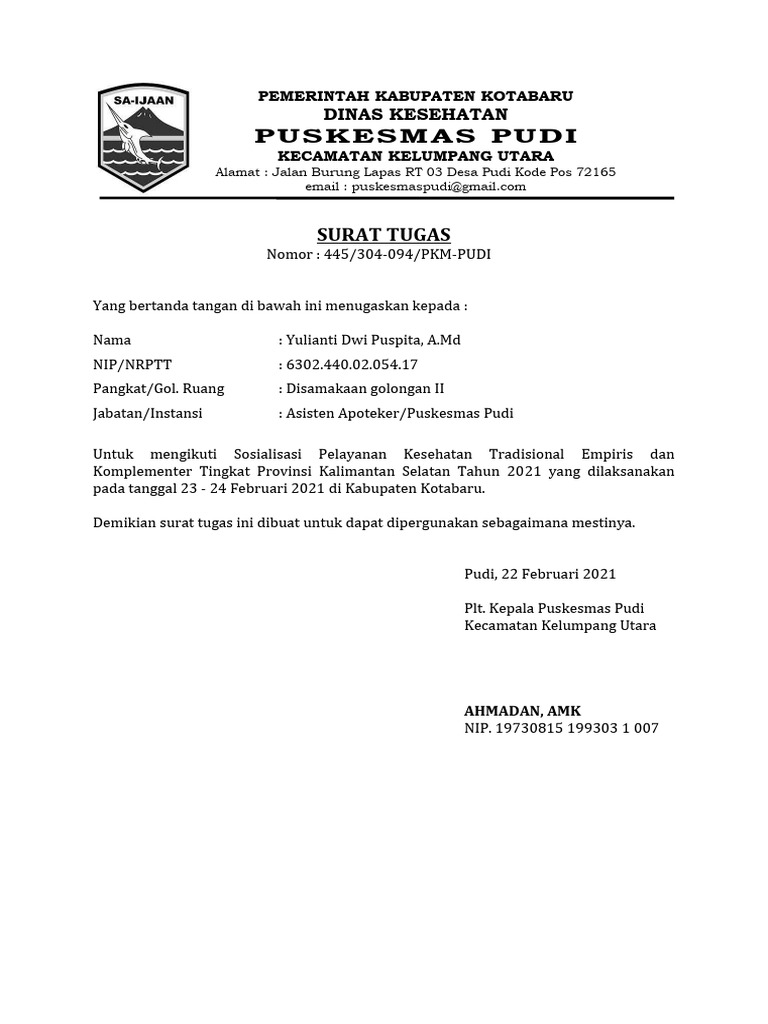 Contoh Surat Tugas | PDF