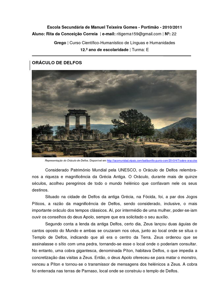 O Oráculo de Delfos | PDF | Delphi | Grécia Antiga