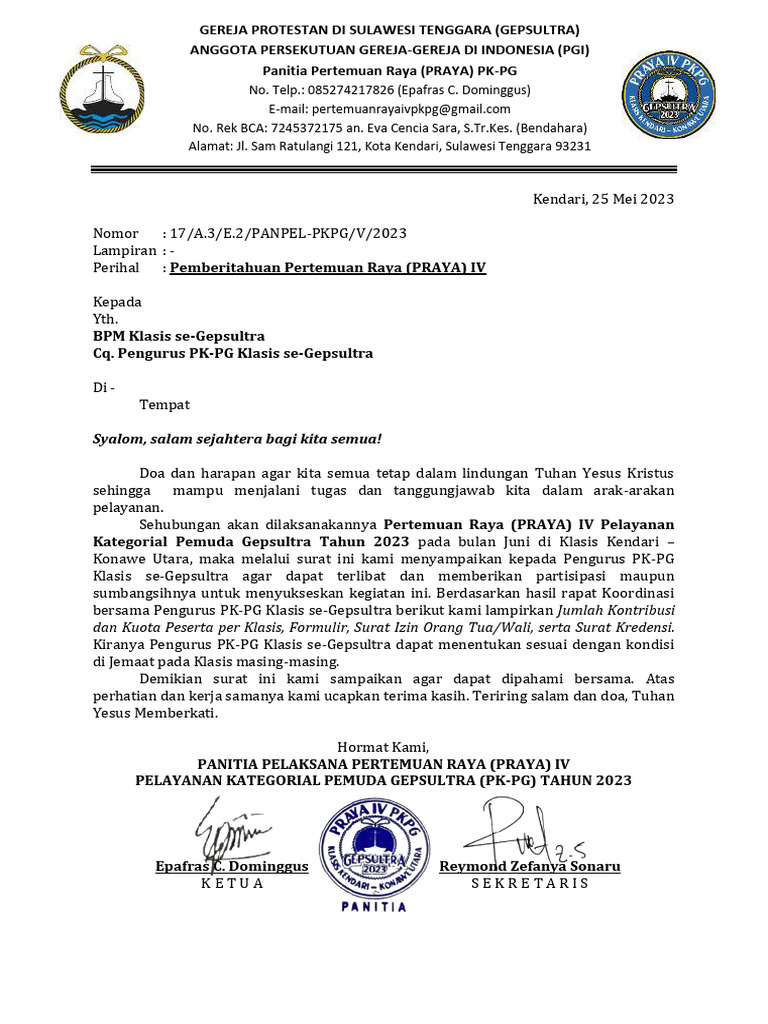 Pemberitahuan Pertemuan Raya IV Gepsultra | PDF