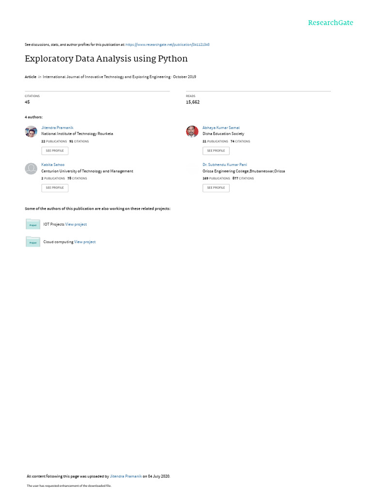 Exploratory Data Analysisusing Python | Download Free PDF | Data Analysis | Computing