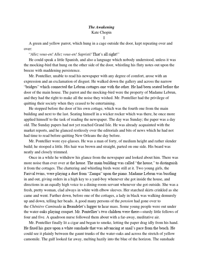Kate Chopin - The Awakening | PDF | The Awakening (Chopin Novel)