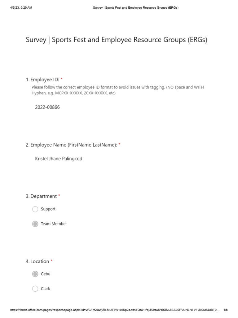 Sports Fest Participation Survey | PDF