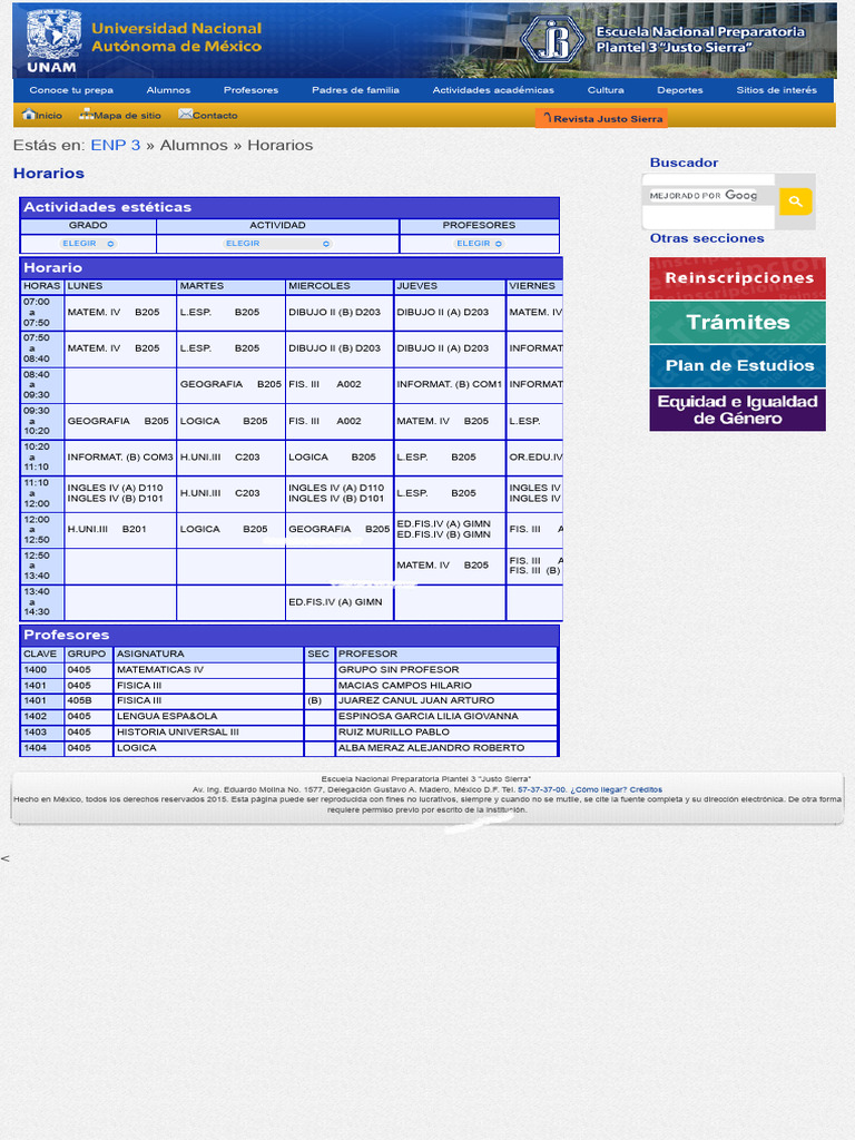 Horario ENP 3, UNAM México | PDF
