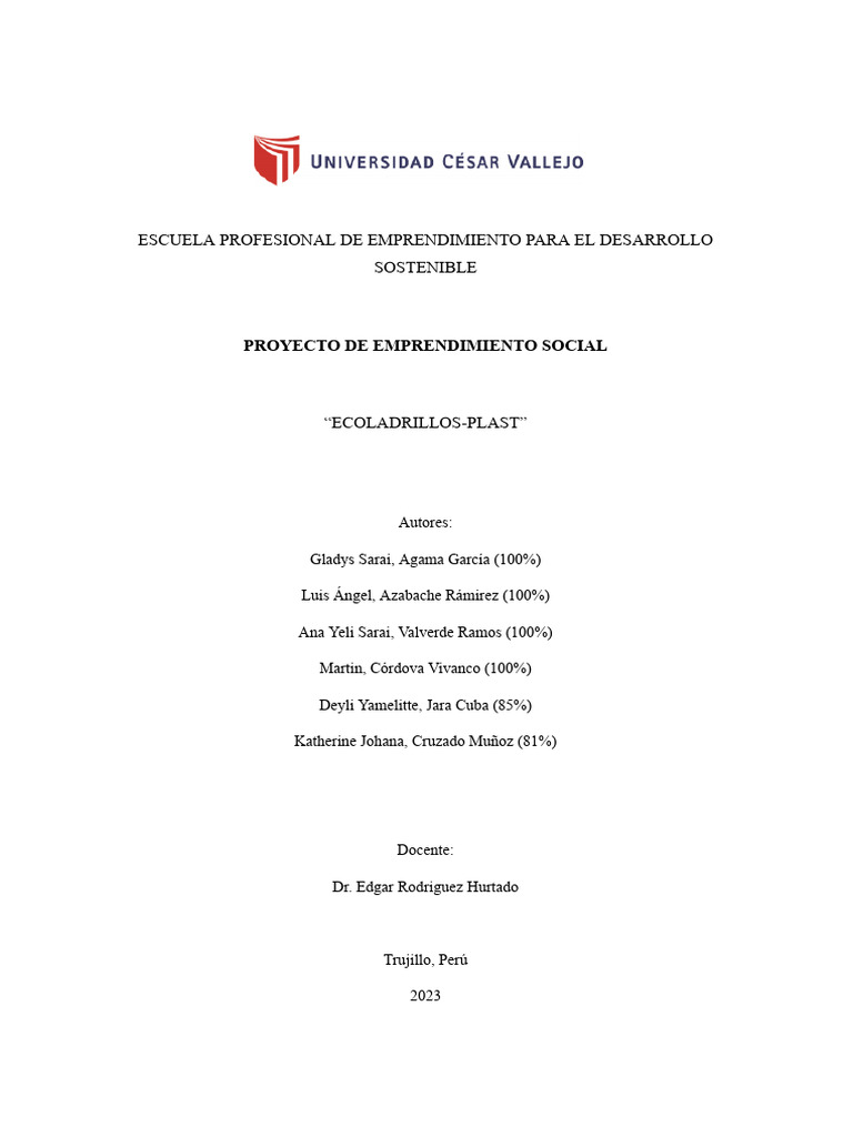 Proyecto De Emprendimiento Social Pdf Residuos Reciclaje