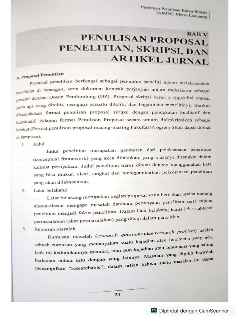 Pedoman Penulisan Proposal Penelitian, Skripsi | PDF