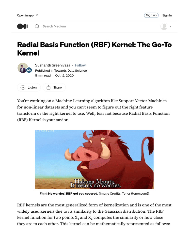Radial Basis Function (RBF) Kernel The Go-To Kernel by Sushanth ...
