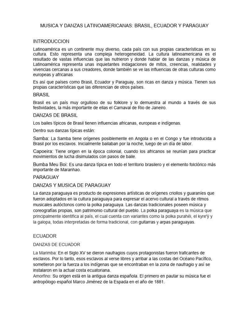 Musica y Danzas Latinoamericanas | PDF | America latina | Bailes