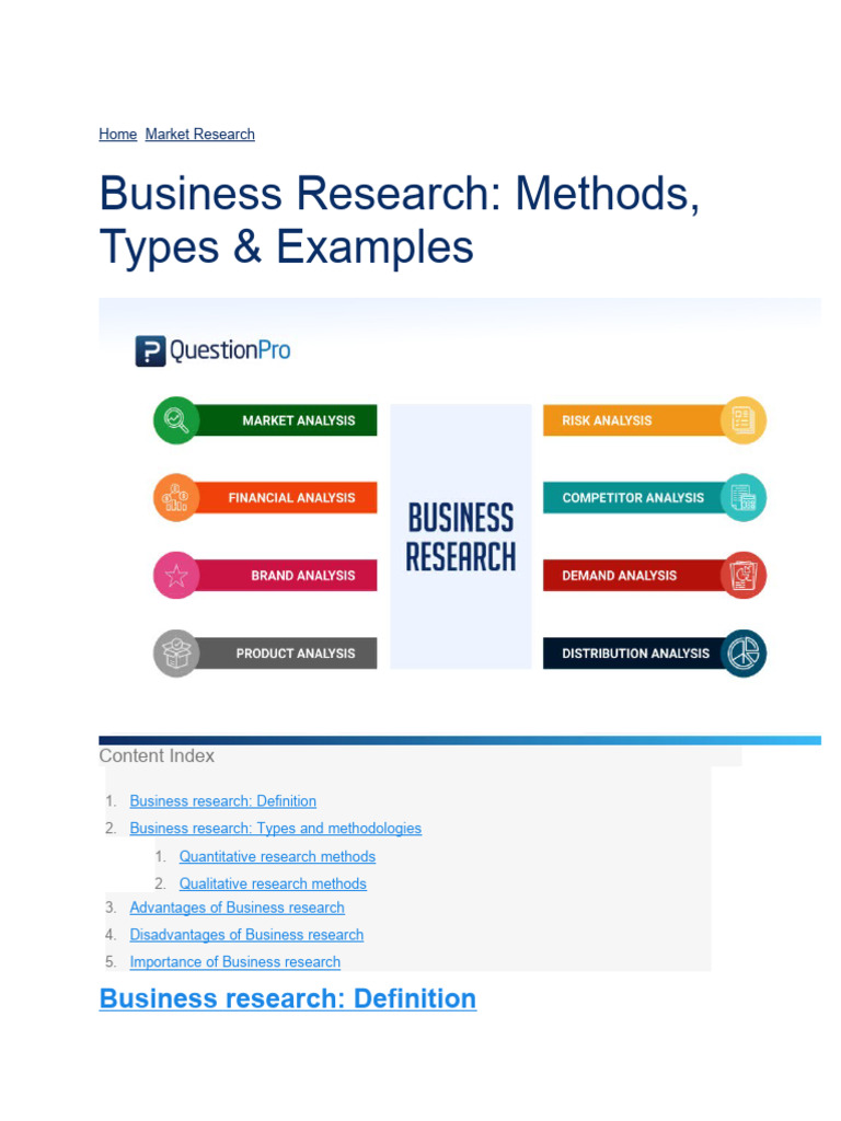 Business Research: Methods, Types & Examples | PDF | Survey Methodology | Quantitative Research