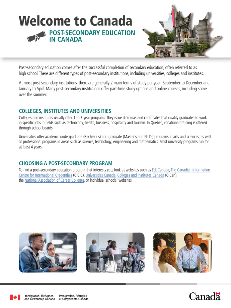 Welcome To Canada Post-Secondary Education in Canada e | PDF | College ...