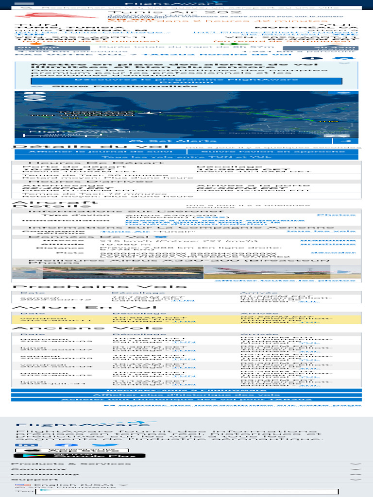 TU202 (TAR202) Tunis Air Suivi Et Historique Des Vols - FlightAware | PDF | Véhicules | Aérospatiale