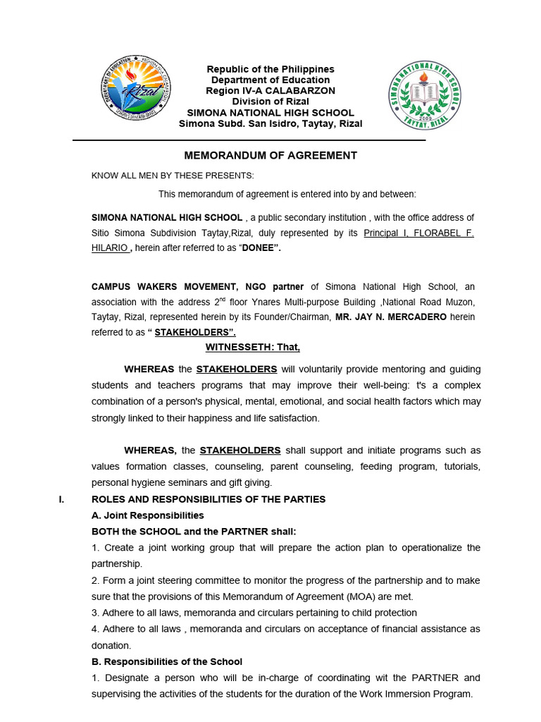 MOA TEMPLATE Partner | PDF